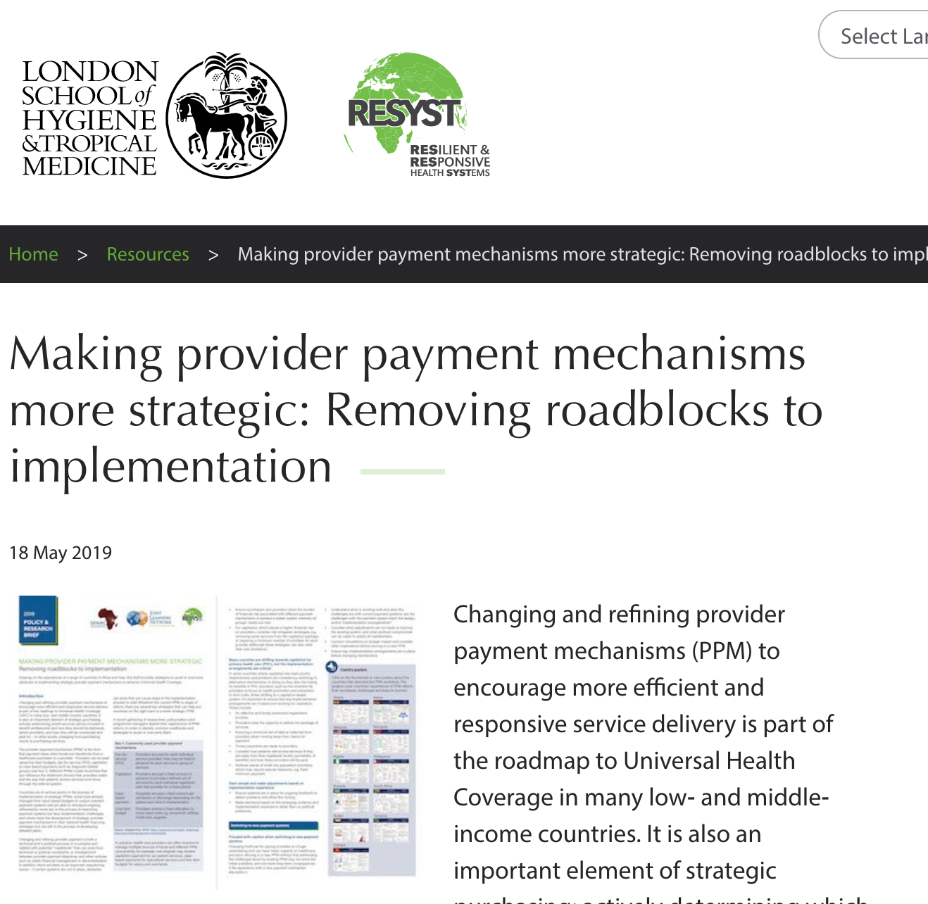 Making provider payment mechanisms more strategic: Removing roadblocks ...