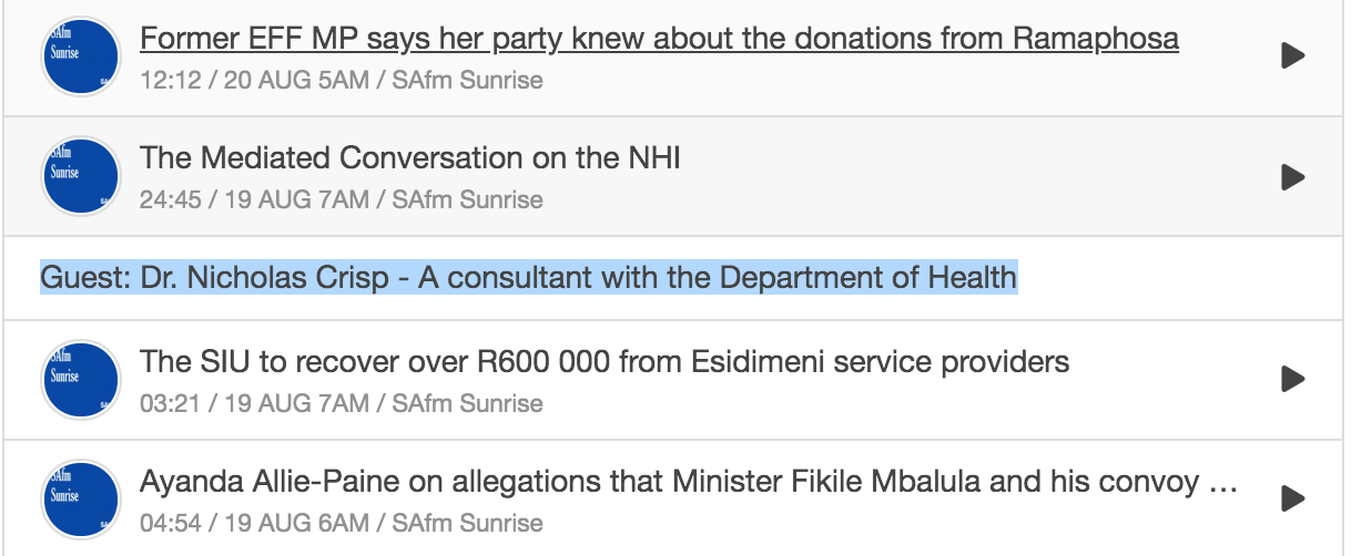 Dr. Nicholas Crisp – A consultant with the Department of Health | ProfMoosa