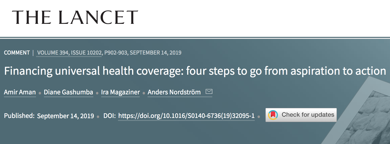 Financing universal health coverage: four steps to go from aspiration ...